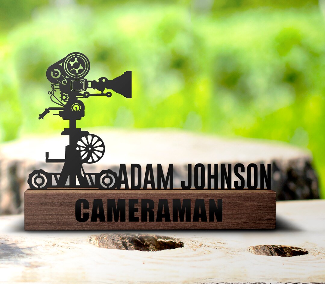 Custom Movie Camera Desk Name Plate Wedge Personalized Cinema Theatre ...