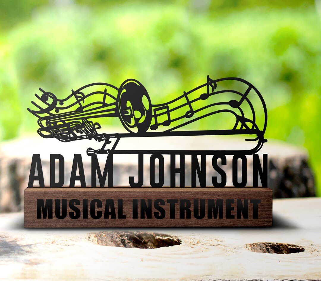Custom Trombone Musical Instrument Desk Name Plate Wedge Personalized ...