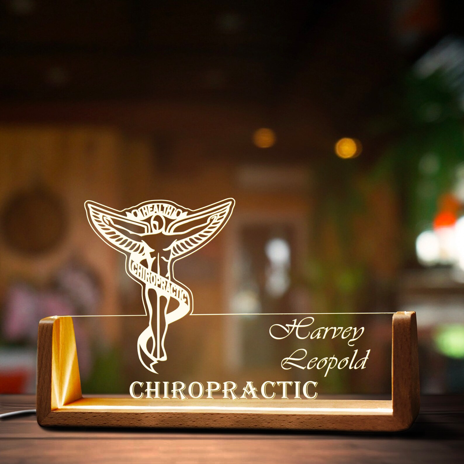 Custom Chiropractic Desk Name Plate Personalized Chiropractor LED Light ...