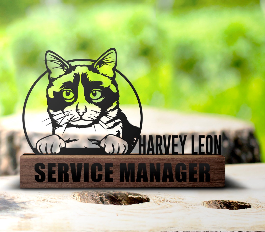 Custom Cute Cat Desk Name Plate Wedge Personalized Funny Kitten ...