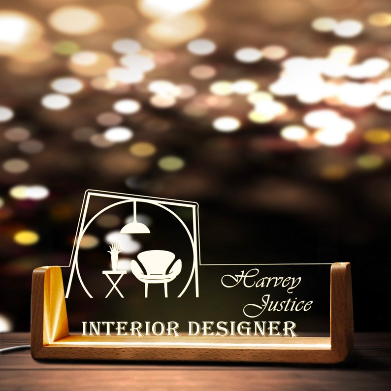 Custom Interior Designer Desk Name Plate Personalized Designer LED ...