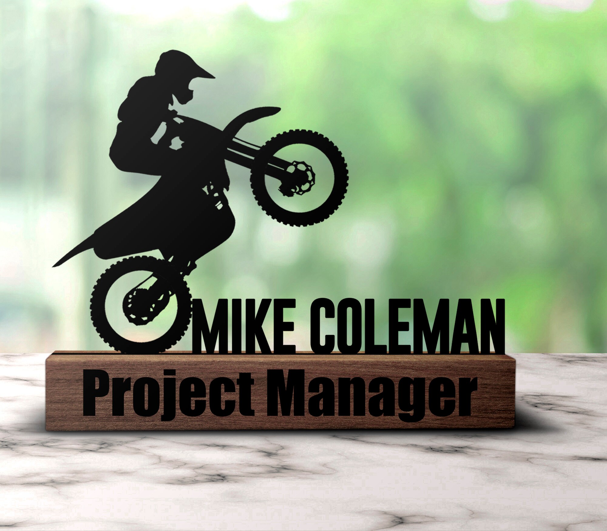 Custom Motocross Biker Desk Name Plate Wedge Personalized Dirt Bike ...