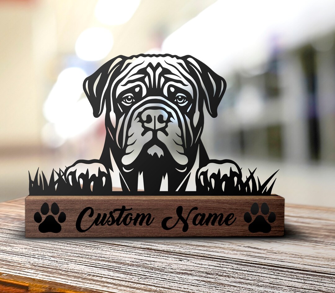 Custom Bullmastiff Dog Desk Name Plate Wedge Personalized Peeking Dog ...