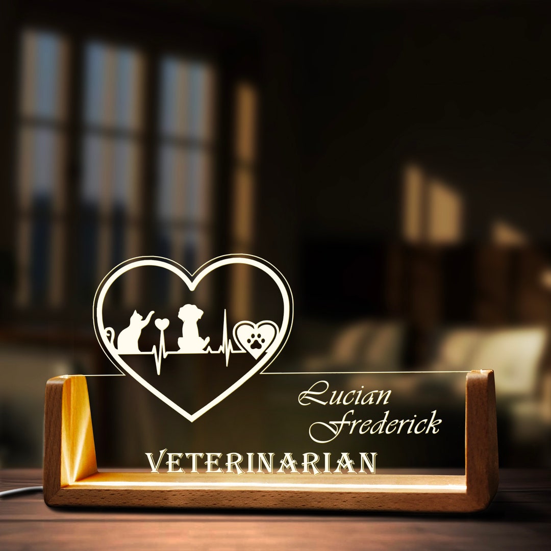 Custom Veterinarian Desk Name Plate Personalized Vet Tech LED Light ...