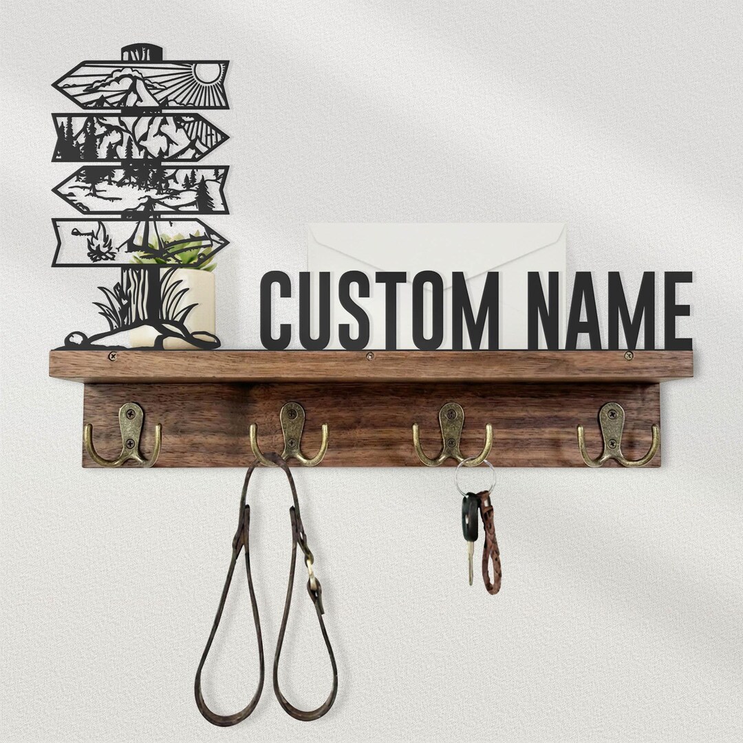 Custom Adventure Arrow Sign Wooden Shelf Metal Wall Art Personalized ...