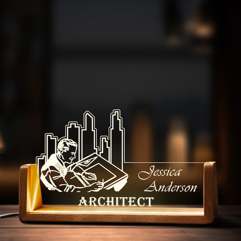 Custom Architect Desk Name Plate Personalized Architecture LED Light ...