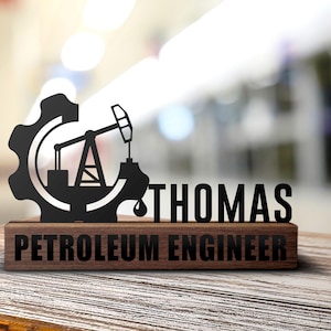 Custom Oil Field Desk Name Plate Wedge Personalized Petroleum Engineer ...