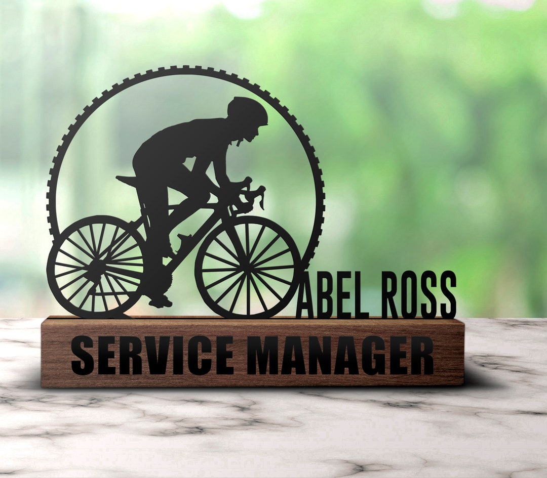 Custom Bicycle Desk Name Plate Wedge Personalized Cycling Name ...