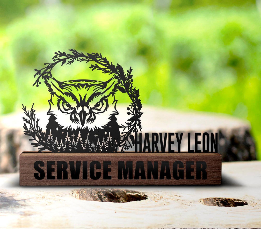 Custom Owl Desk Name Plate Wedge, Personalized Nameplate Owl Gift ...