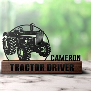 Custom Tractor Driver Desk Name Plate Wedge Personalized Farmhouse ...