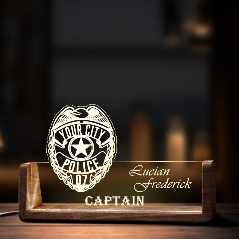 Custom Police Desk Name Plate Personalized Law Enforcementr LED Light ...