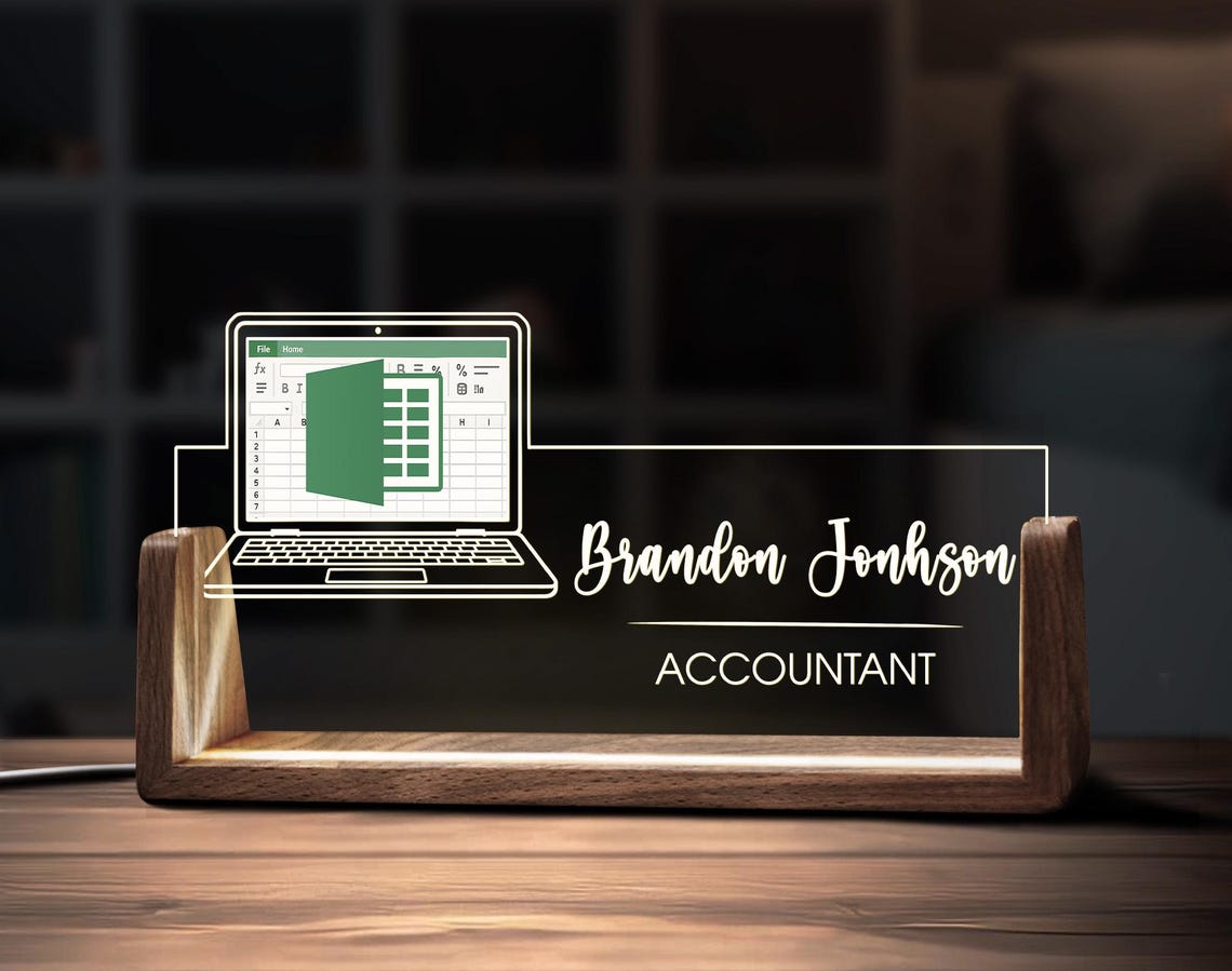 Custom Accountant Desk Name Plate, Personalized Acrylic Desk Sign With ...