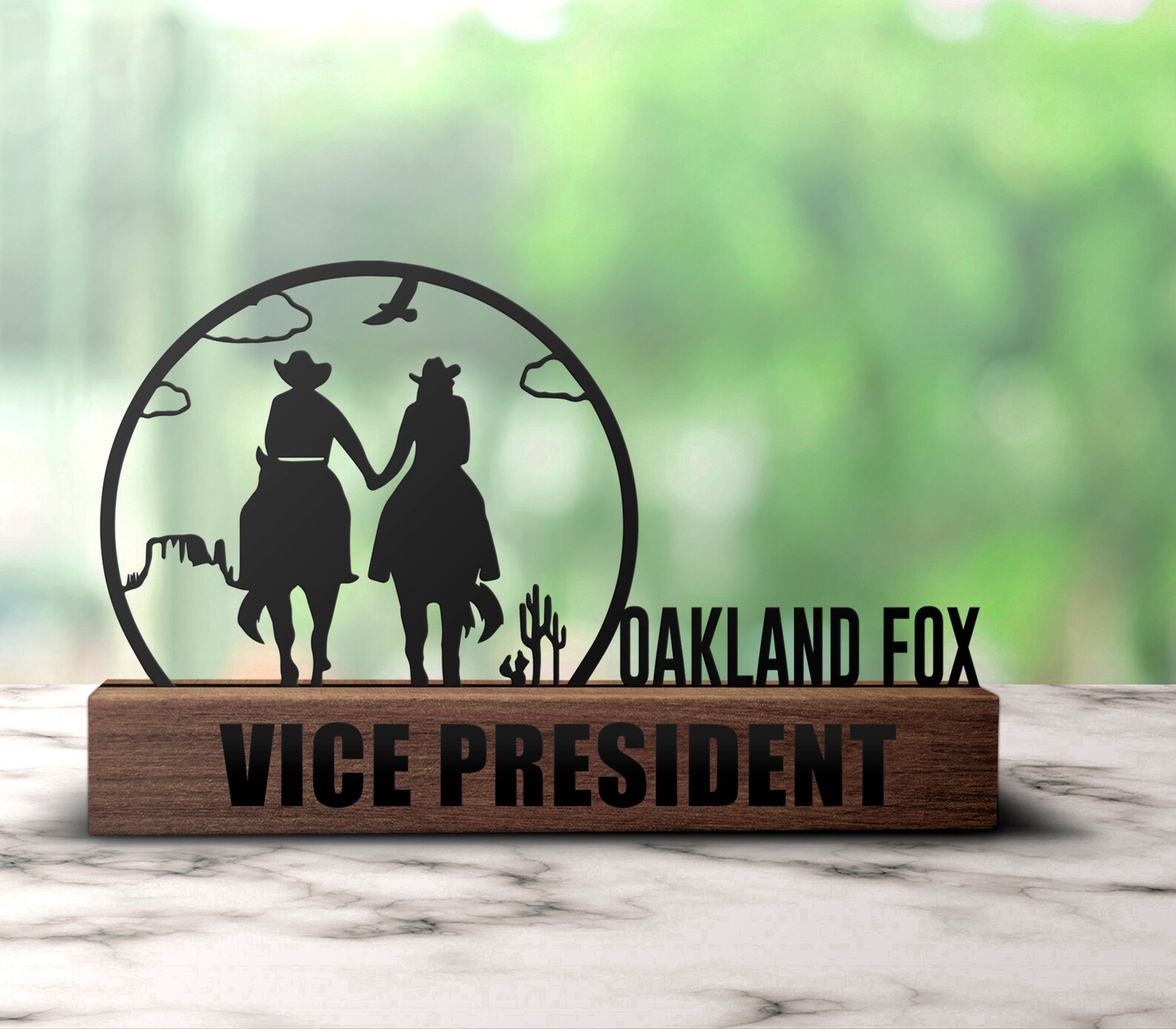 Custom Cowboy Cowgirl Couple Desk Name Plate Wedge, Personalized Horse ...