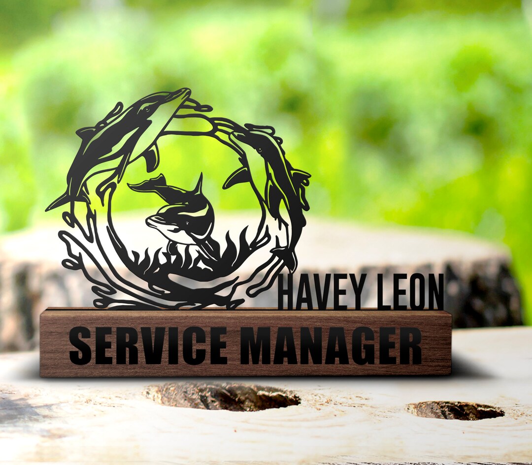 Custom Dolphin Desk Name Plate Wedge, Personalized Nameplate Dolphin ...