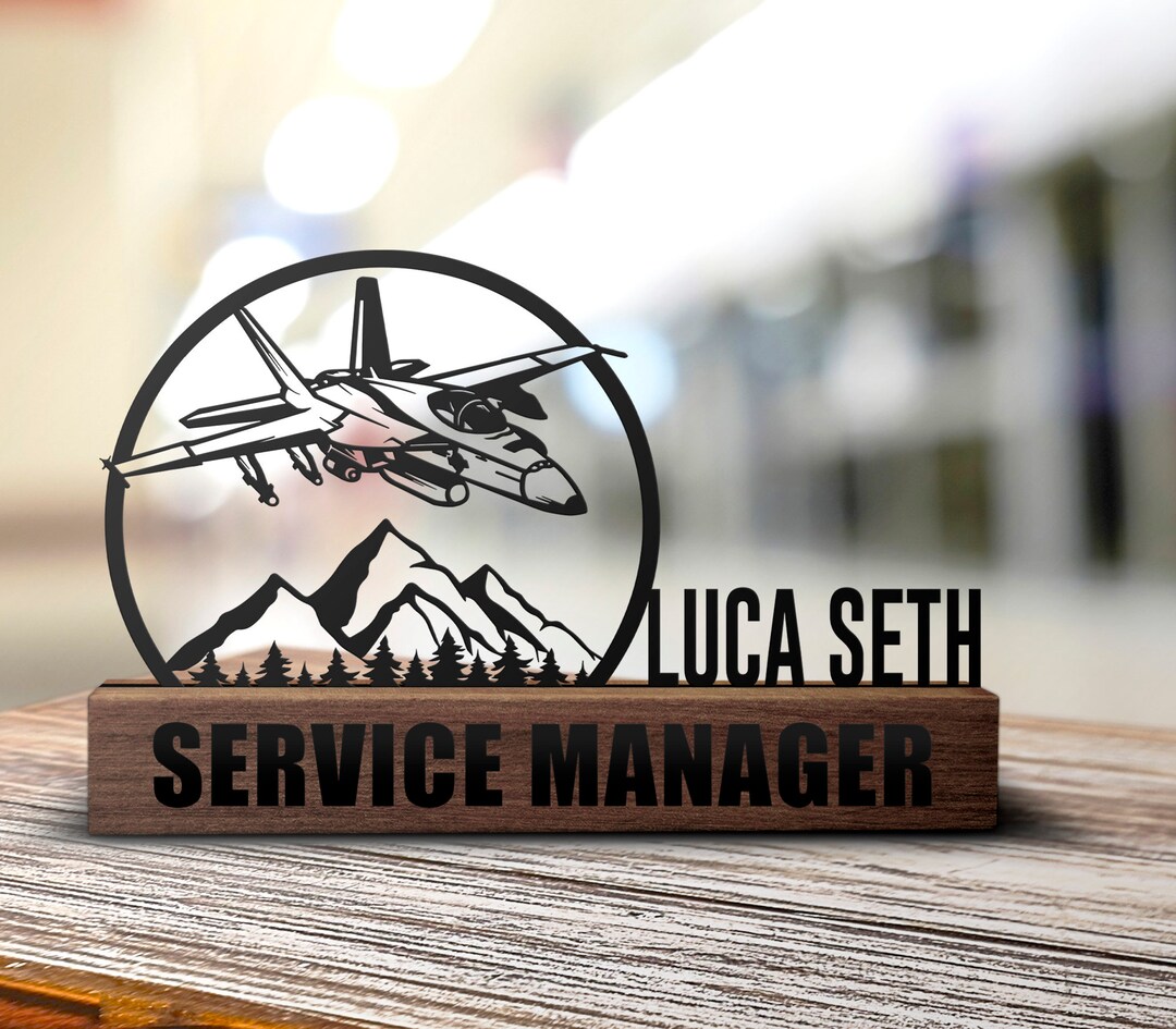 Custom Airplane Desk Name Plate Wedge Personalized Pilot Nameplate ...