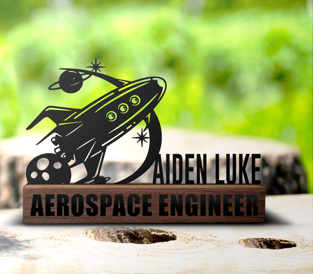 Custom Aerospace Engineer Desk Name Plate Wedge Personalized Spaceship ...