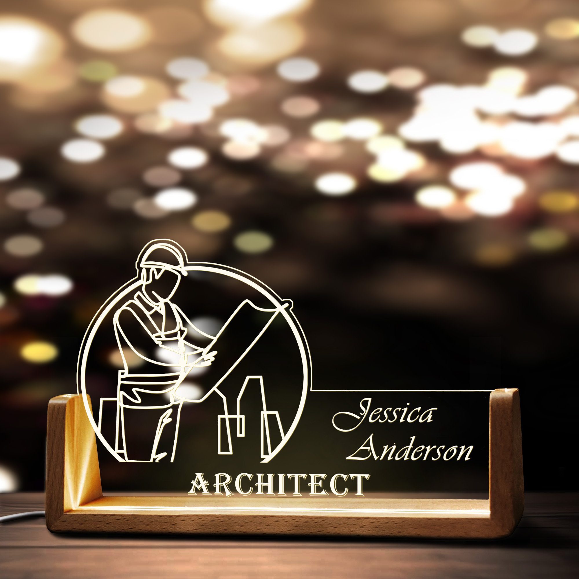 Custom Architect Desk Name Plate Personalized Architecture LED Light ...