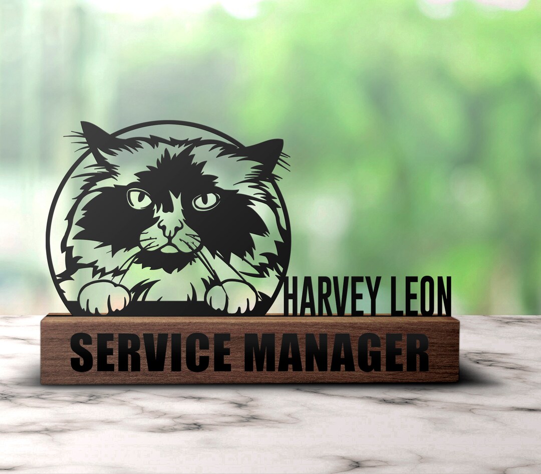 Custom Cute Cat Desk Name Plate Wedge Personalized Funny Kitten ...