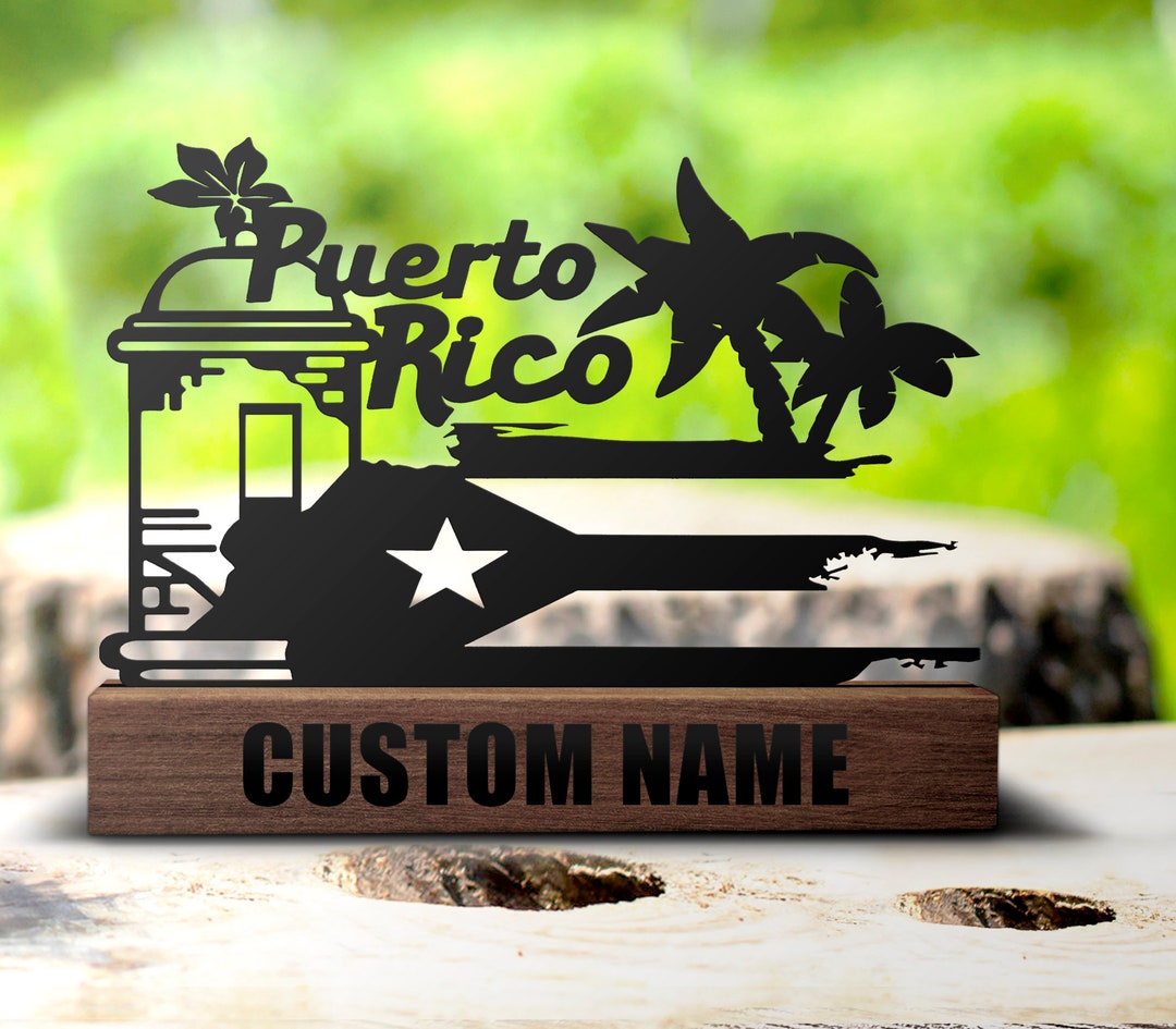 Custom Distressed Puerto Rico Flag Name Plate Wedge Personalized Puerto ...
