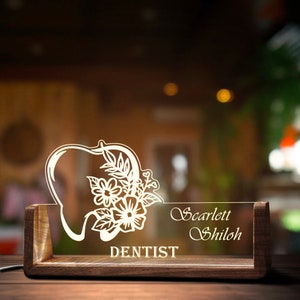Custom Dentist Desk Name Plate Personalized Dentist Gift LED Light ...