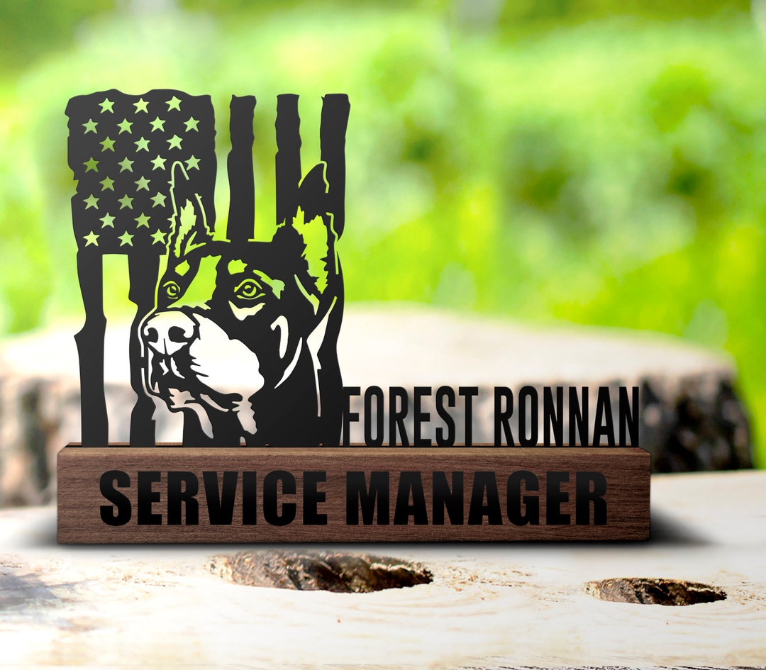 Custom Doberman Pinscher Desk Name Plate Wedge Personalized Peeking Dog ...