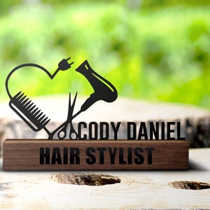 Custom Hair Salon Desk Name Plate Wedge Personalized Hair Stylist ...