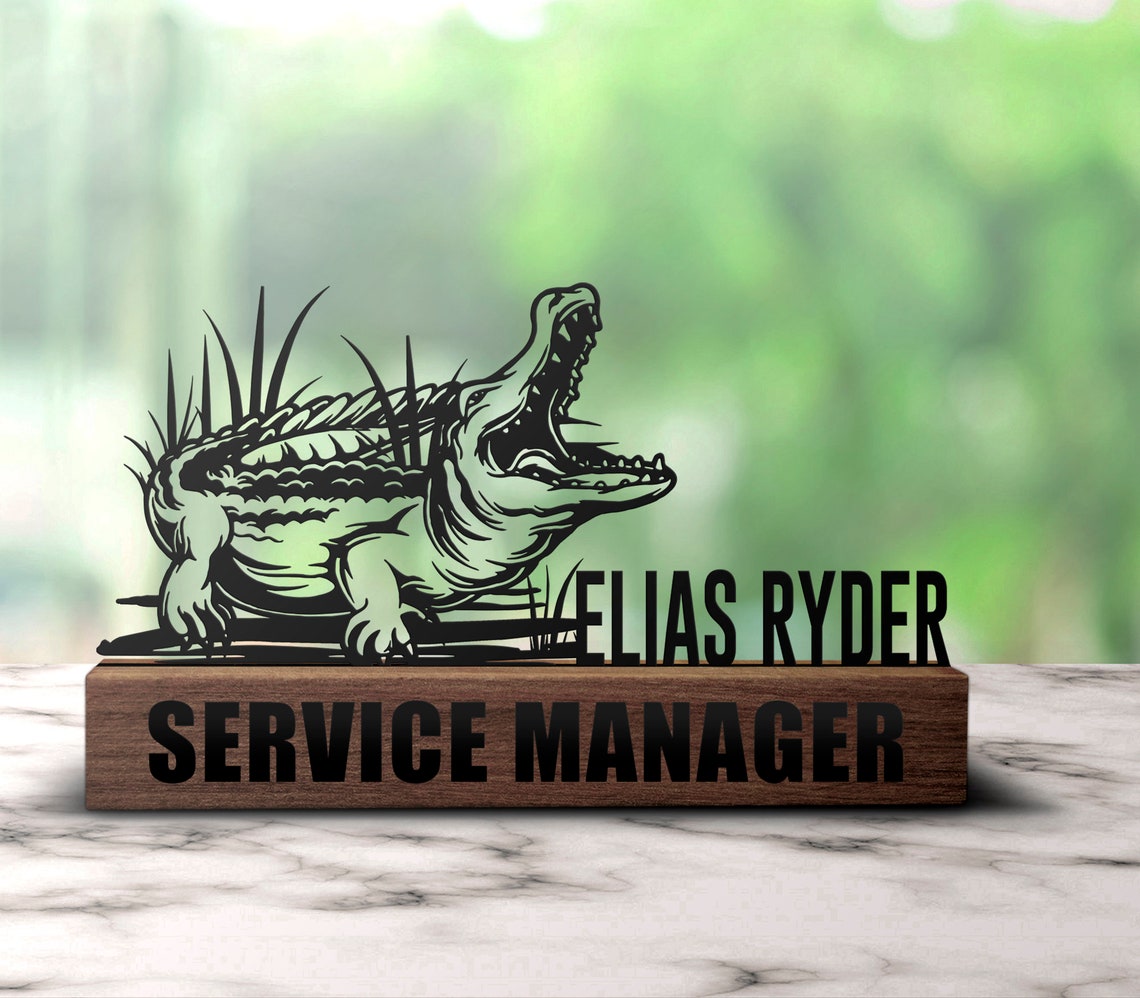 Custom Crocodile Desk Name Plate Wedge, Personalized Aligator Wild ...