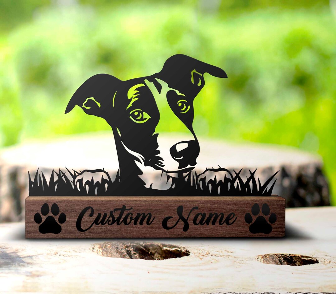 Custom Whippet Dog Desk Name Plate Wedge Personalized Peeking Dog ...