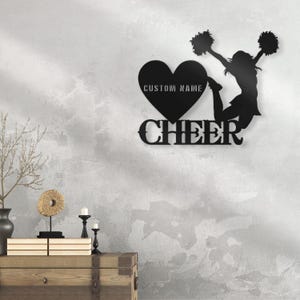 Custom Girl Cheerleading Metal Wall Art LED Light Personalized Female ...