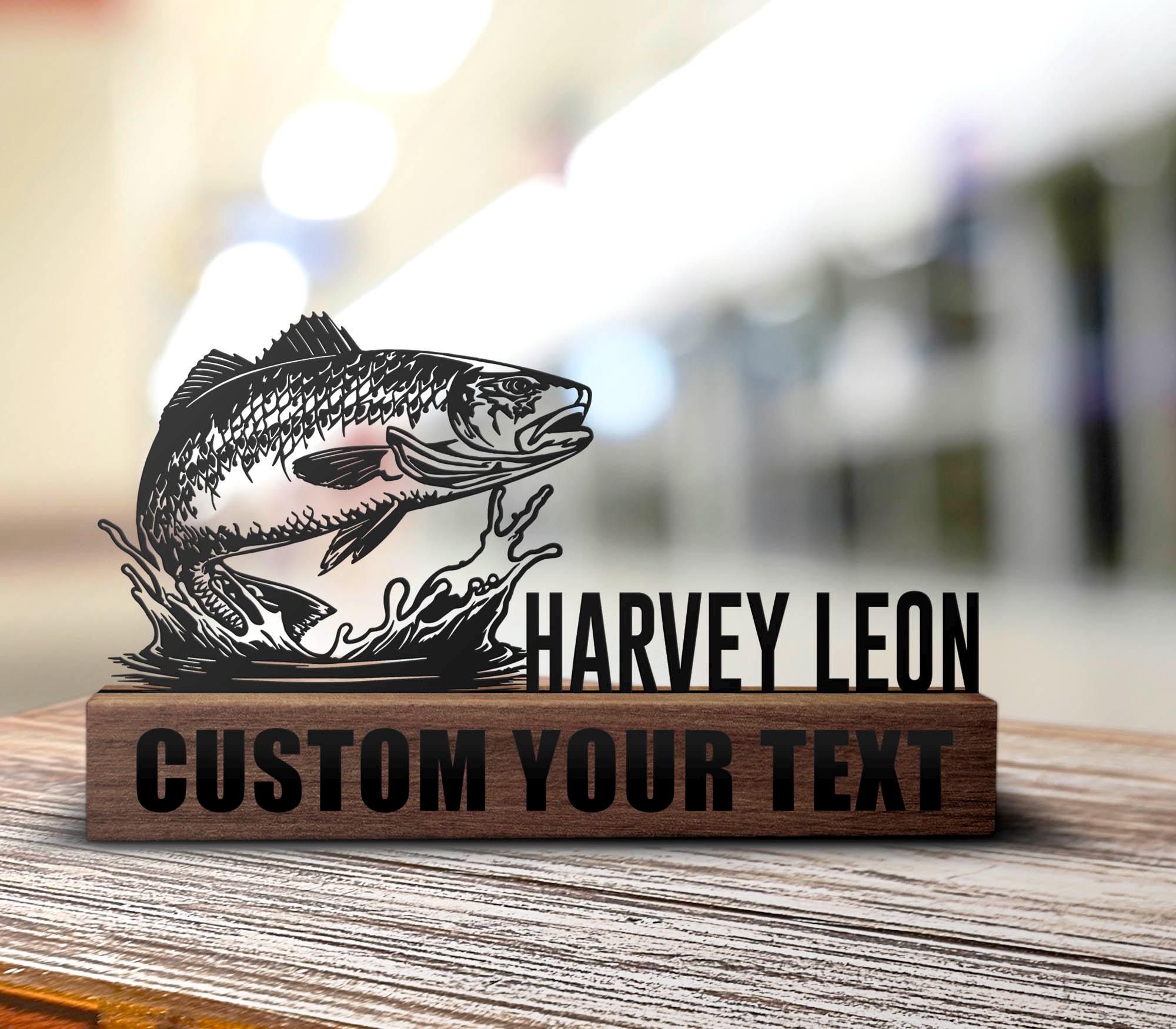 Custom Red Drum Fish Desk Name Plate Wedge Personalized Fisher ...