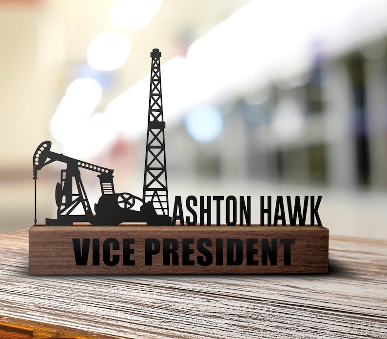 Custom Oil Field Desk Name Plate Wedge Personalized Oil Rig Nameplate ...