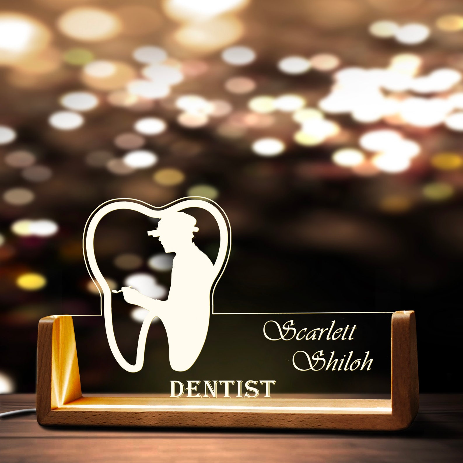 Custom Dentist Desk Name Plate Personalized Dentist Gift LED Light ...