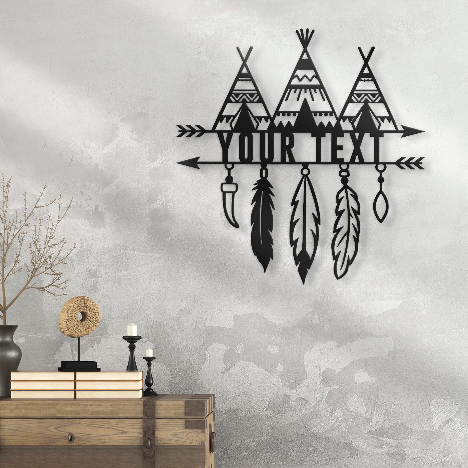 Custom Tent Native American Indian Teepee Metal Wall Art LED Light ...