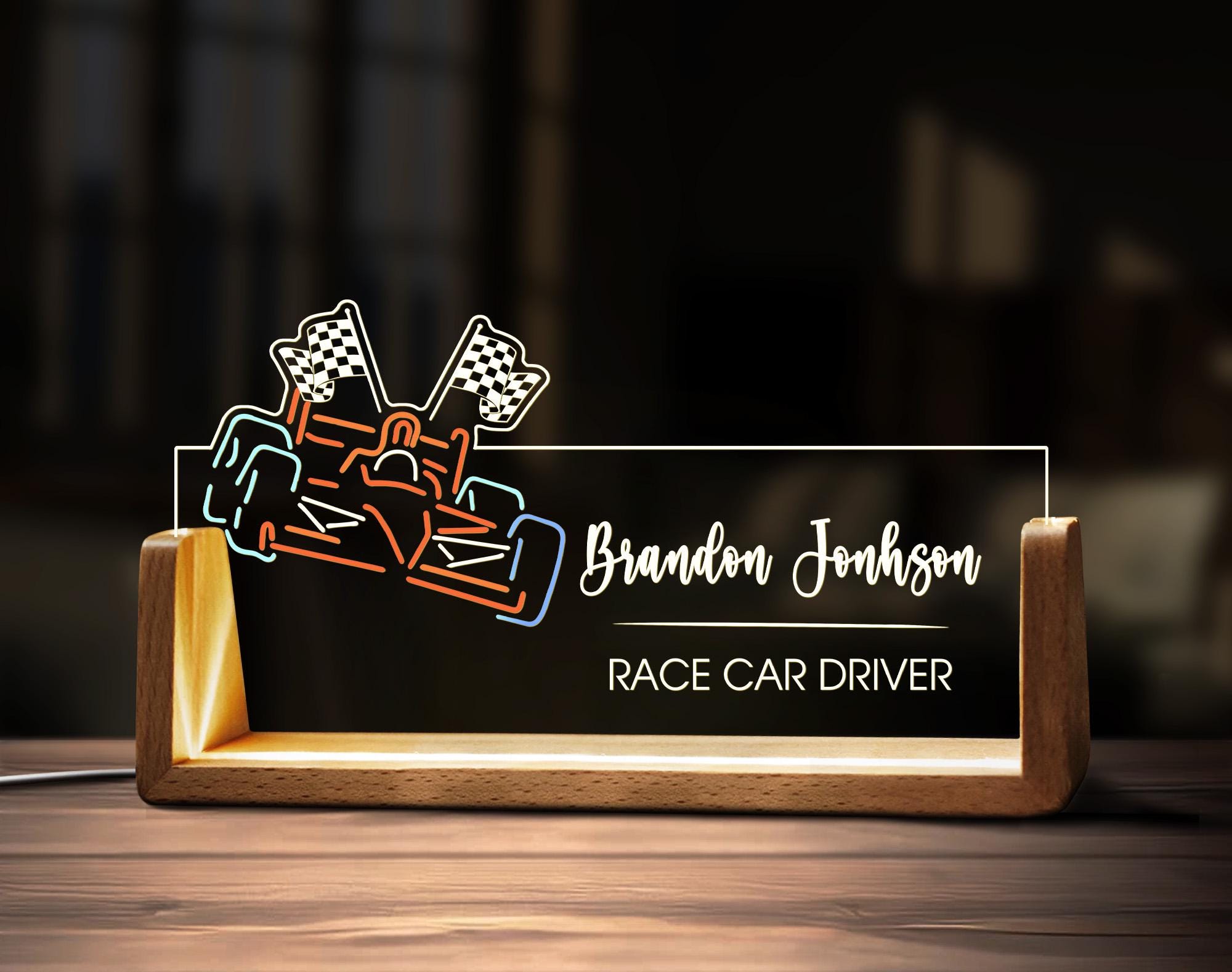 Custom Race Car Driver Desk Name Plate Personalized Racing Racer ...