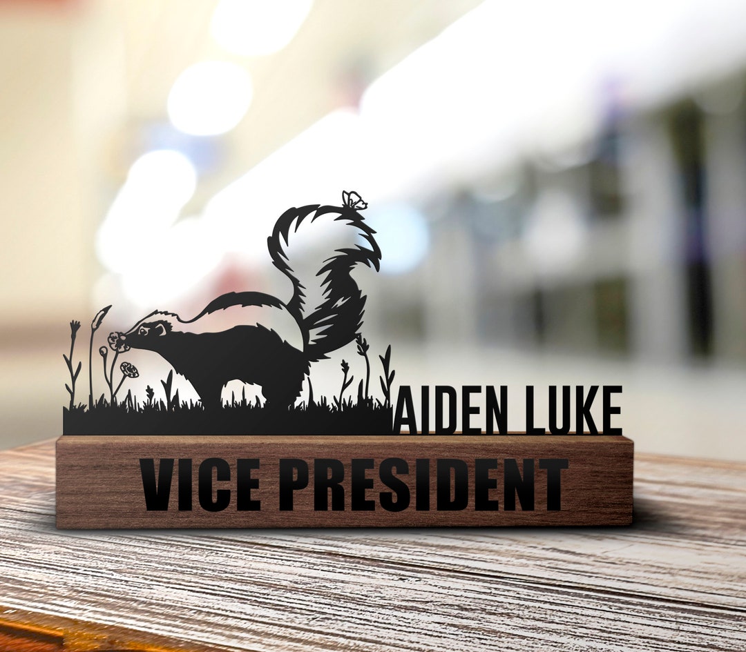 Custom Smelly Striped Skunk Desk Name Plate Wedge, Personalized Wild ...