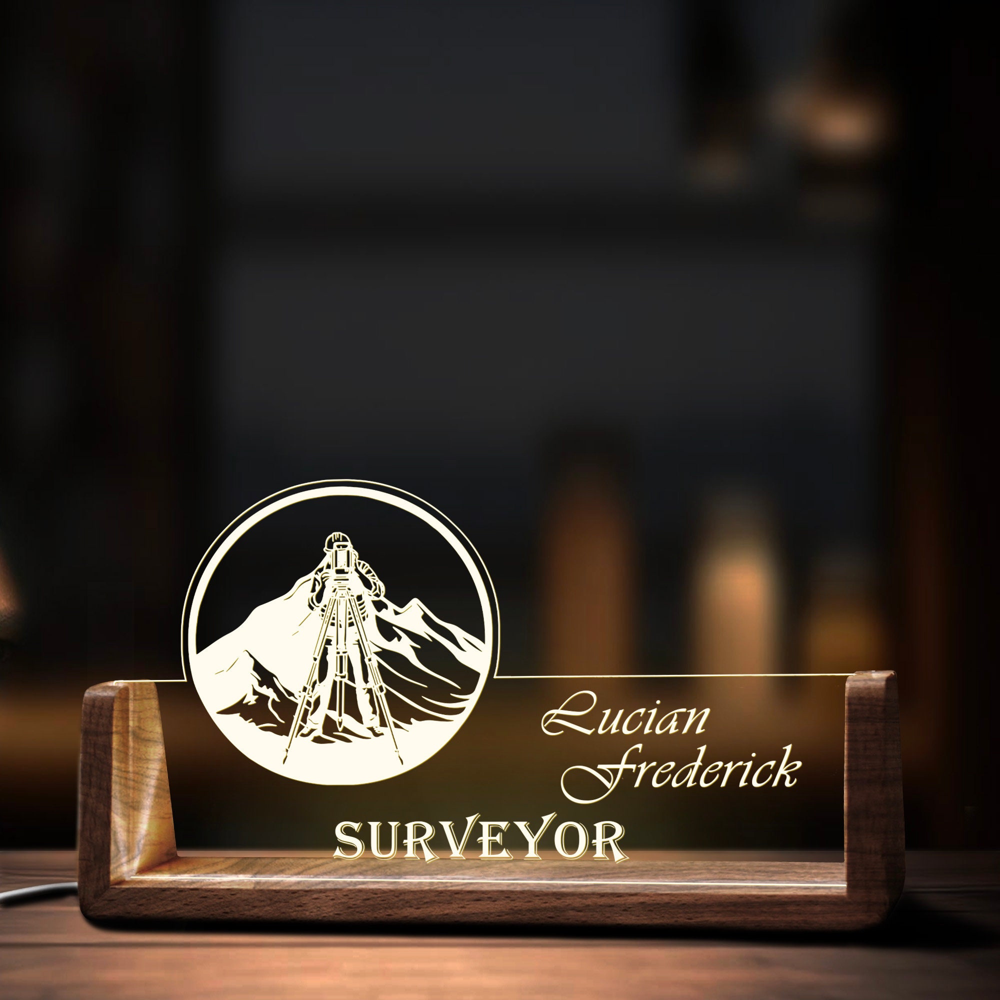 Custom Land Surveyor Desk Name Plate Personalized Construction LED ...