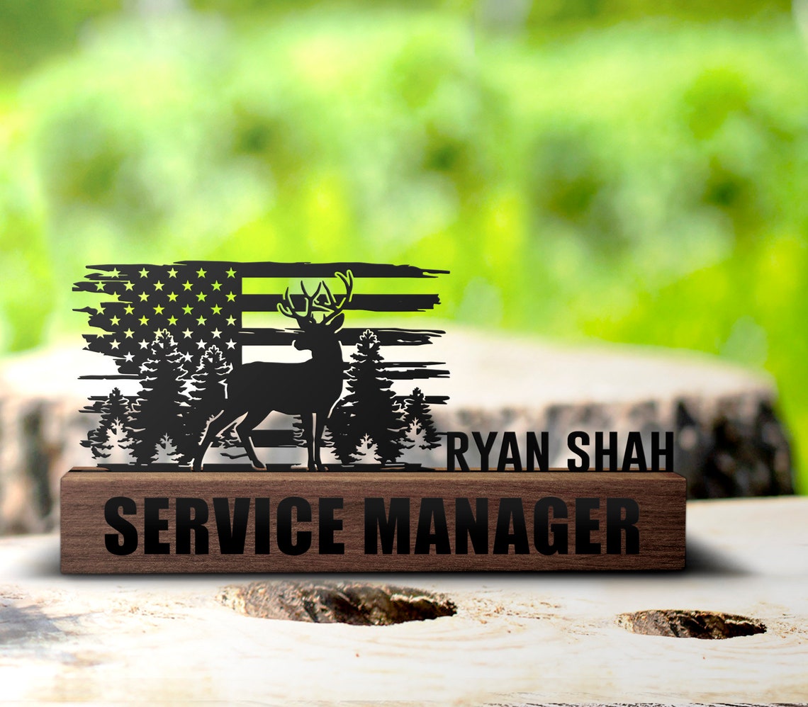 Custom Deer Hunting Desk Name Plate Wedge Personalized Hunter Nameplate ...
