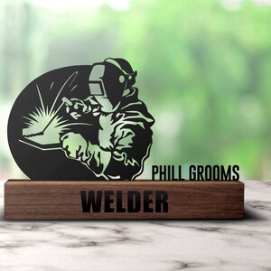 Custom Welder Desk Name Plate Wedge Personalized Welding Nameplate ...