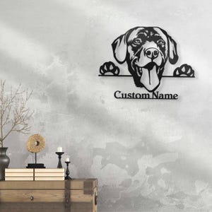 Custom Peeking Labrador Retriever Metal Wall Art LED Light Personalized Lab Dog Lover Name Sign ...