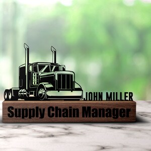 Custom Trucker Desk Name Plate Wedge Personalized Logistic Truck Driver ...