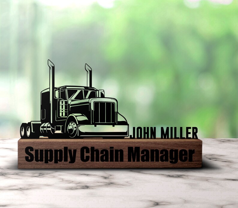 Custom Trucker Desk Name Plate Wedge Personalized Logistic Truck Driver ...