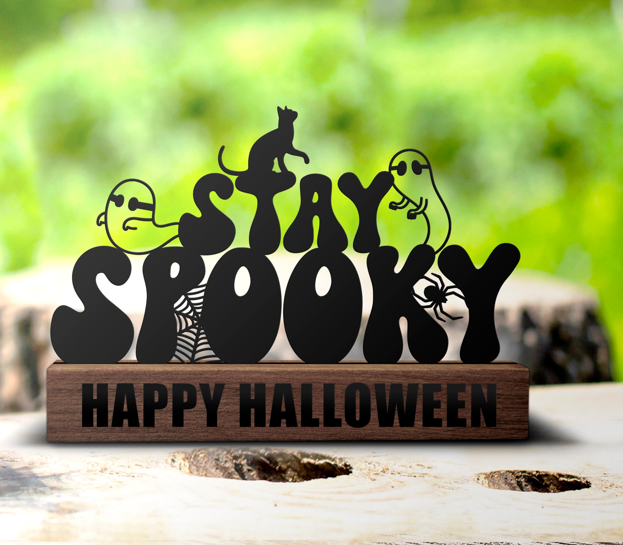 Custom Halloween Desk Name Plate Wedge Personalized Ghost Nameplate ...