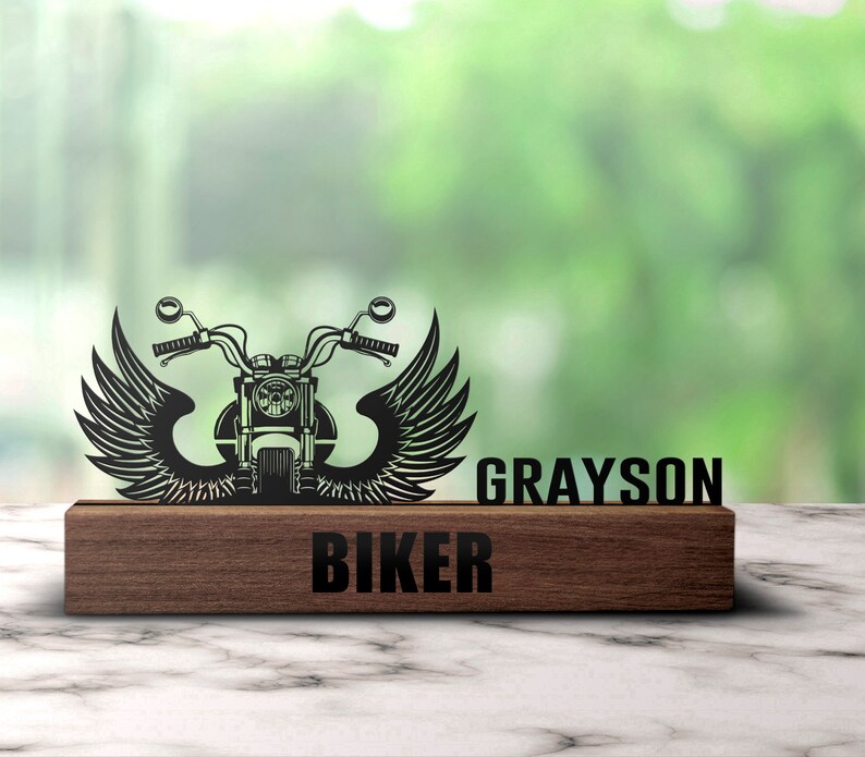 Custom Motorcycle Desk Name Plate Wedge Personalized Biker - Etsy