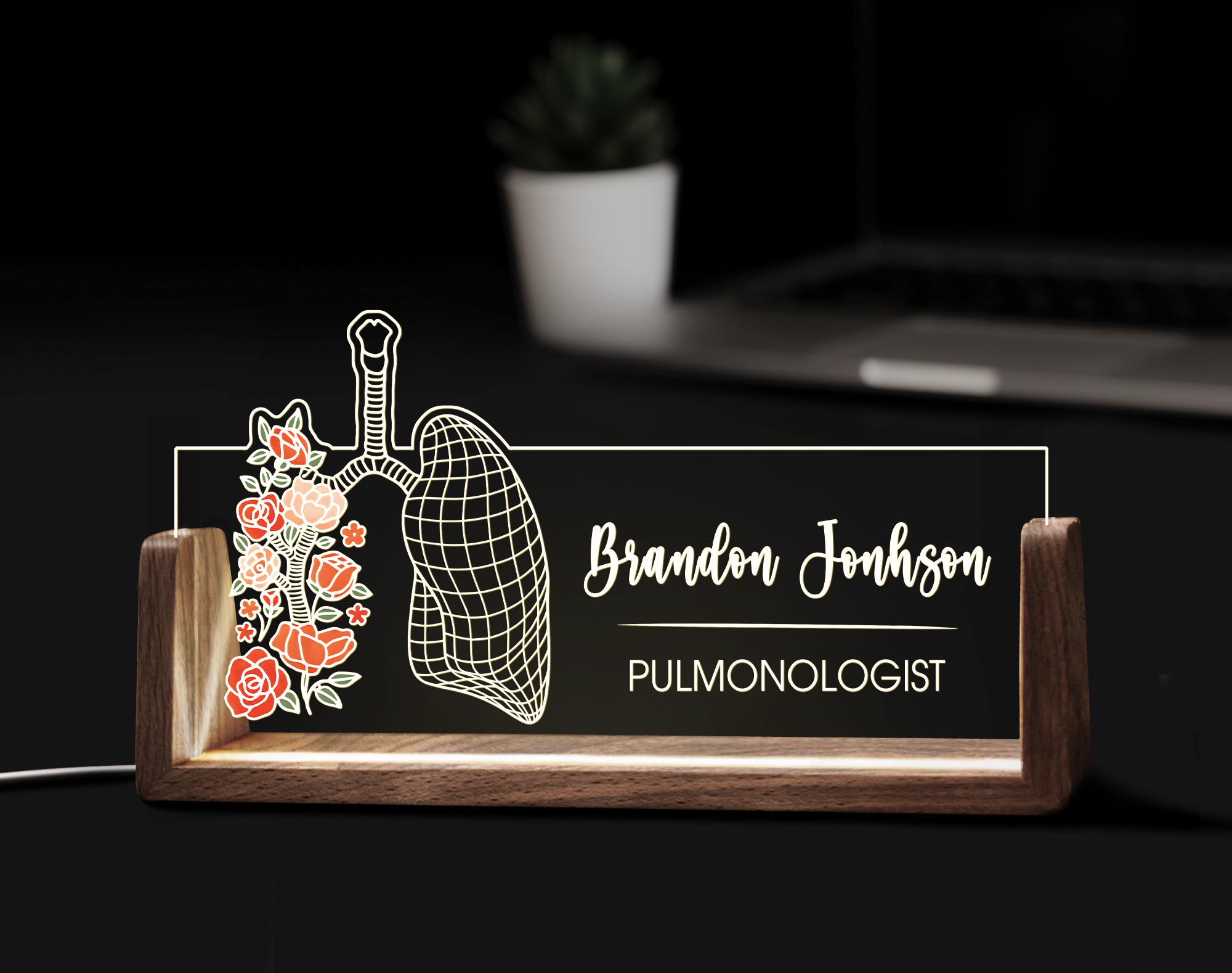 Custom Pulmonologist Desk Name Plate Personalized 3D Lung Lamp LED ...