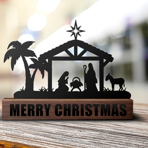 Custom Nativity Scene Christmas Desk Name Plate Wedge Personalized ...