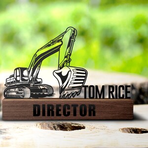Custom Excavator Desk Name Plate Wedge, Personalized Nameplate Office ...