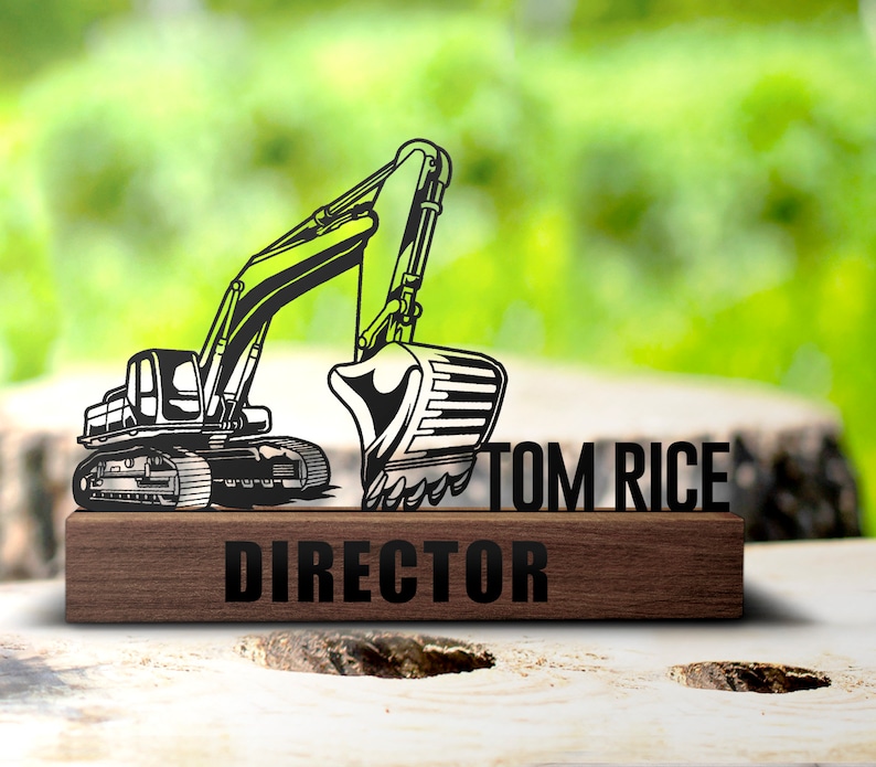 Custom Excavator Desk Name Plate Wedge, Personalized Nameplate Office ...