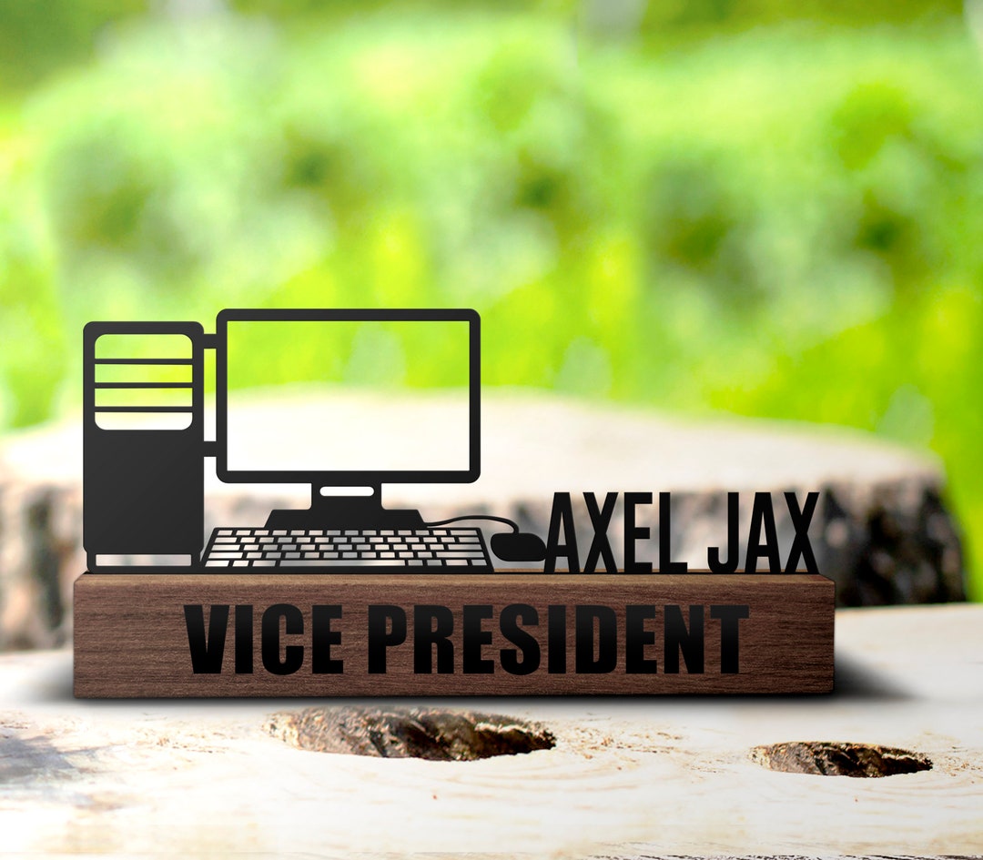 Custom Computer Science Teacher Gift Desk Name Plate Wedge Personalized ...