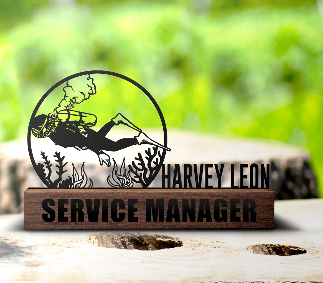 Custom Scuba Diving Desk Name Plate Wedge Personalized Scuba Diver ...