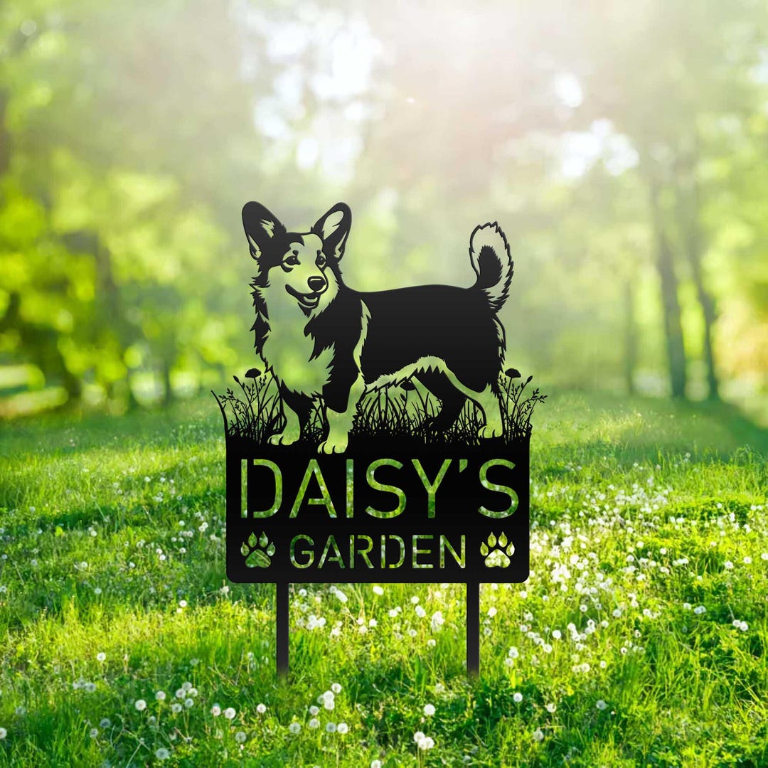 Custom Pembroke Welsh Corgi Metal Memorial Garden Stake Personalized ...